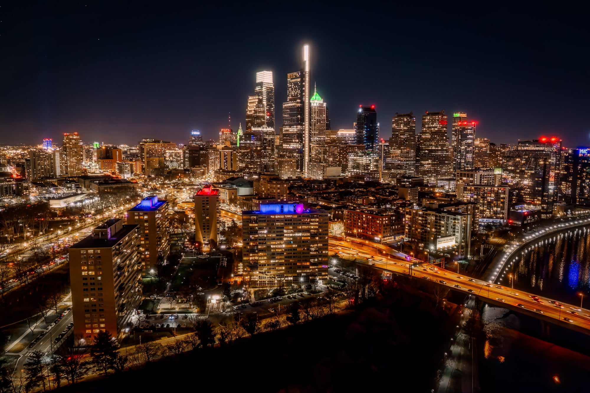 Philadelphia Skyline at Night – Spiral View Photography